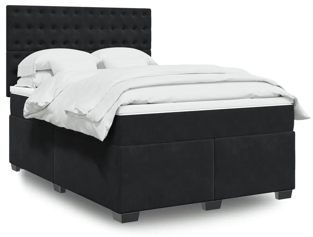 Box spring postel s matrací černá 160x200 cm samet 3293268
