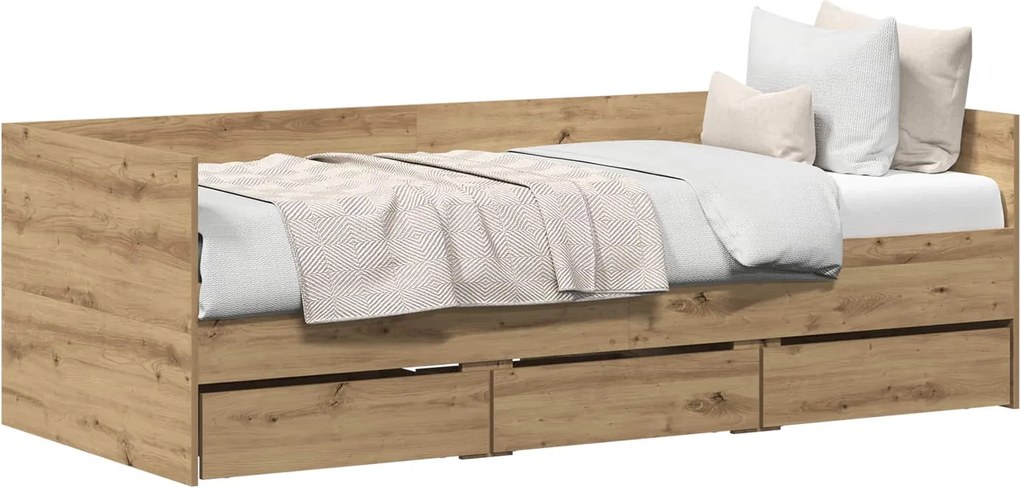 Daybed se zásuvkou Artisanový dub 90 x 200 cm Kompozitní dřevo 3333994