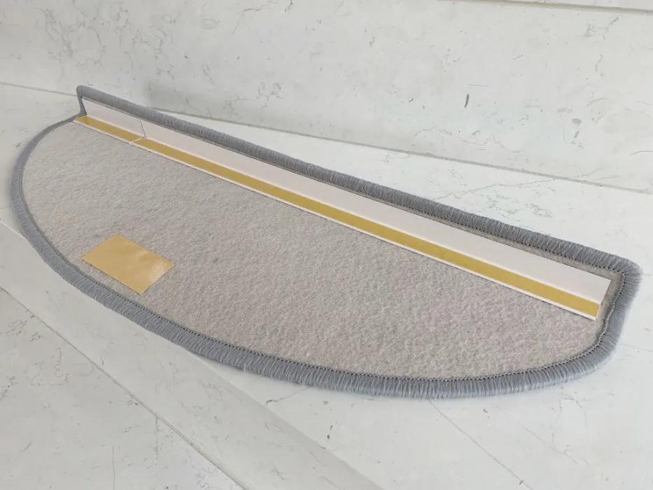 Vopi koberce Nášlapy na schody Porto šedý půlkruh, samolepící - 28x65 půlkruh (rozměr včetně ohybu)