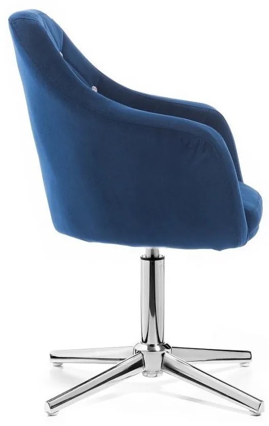 LuxuryForm DESIGN Otočné křeslo ROMA VELUR na stříbrném kříži - modré