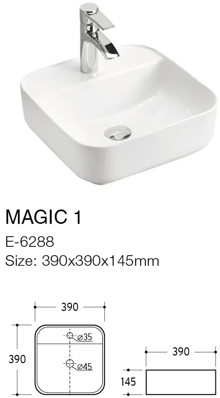 Comad Keramické umyvadlo na desku UM-6288 MAGIC 40 DP, bílá