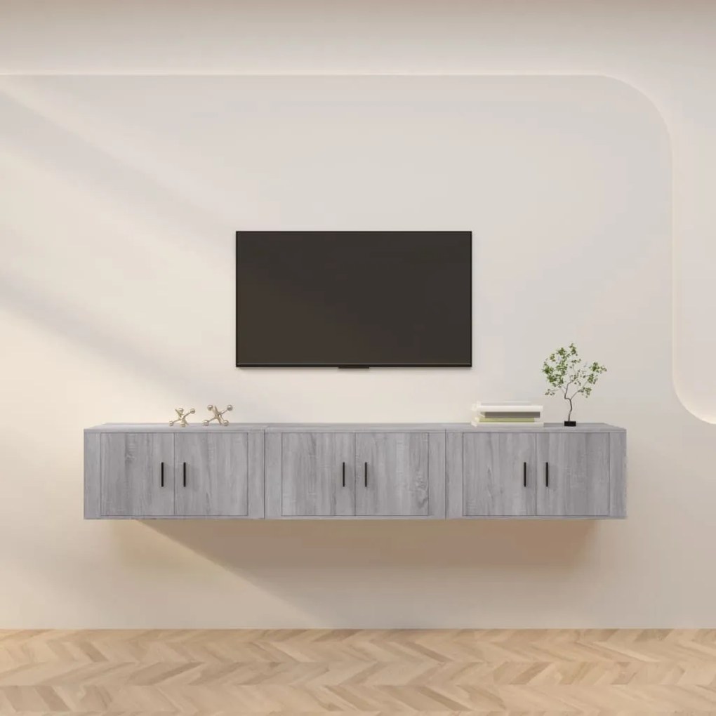 Nástěnné TV skříňky 3 ks šedé sonoma 80 x 34,5 x 40 cm 3188364