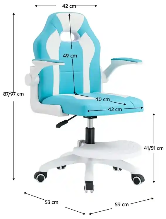 Otočná židle s podnoží, modrá/bílá, RAMIL | BIANO