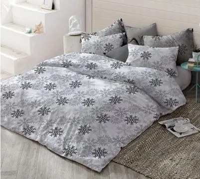 Povlečení bavlněné Vánoční povlečení Vločka bíla TiaHome - 1x Polštář 90x70cm, 1x Přikrývka 140x200cm