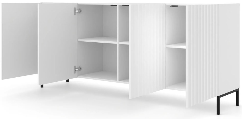 BIM Komoda WAVE 4D 200 cm bílá matná + černý rám