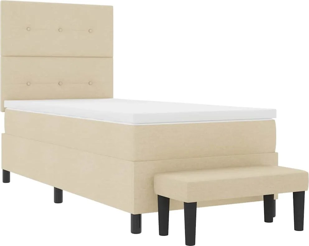 Postel s boxspringem s čelo Krémová 80 x 200 cm textil 3344028