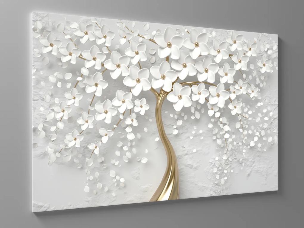 Liox Obraz bílého stromu s květinami Rozměr: 90 x 60 cm