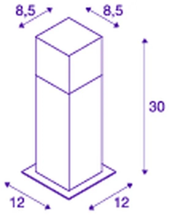 SLV Grafit, hranatý venkovní sloupek, 1x11W E27, antracit, výška 30cm, IP44