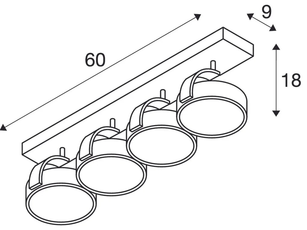 SLV 1002024 Kalu, stropní otočná bodovka 4xGU10, bílá, délka 60cm