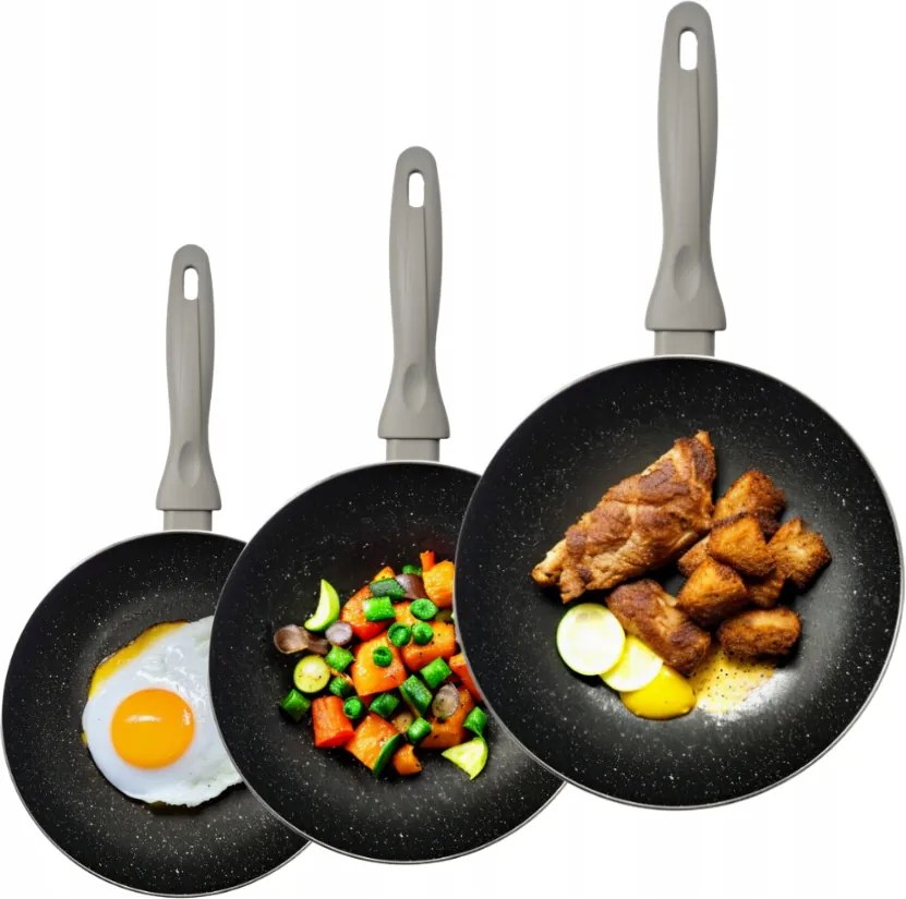 Kompletní Sada Pánví 18/20/24 CM Non-stick 3el Antiadhezní,