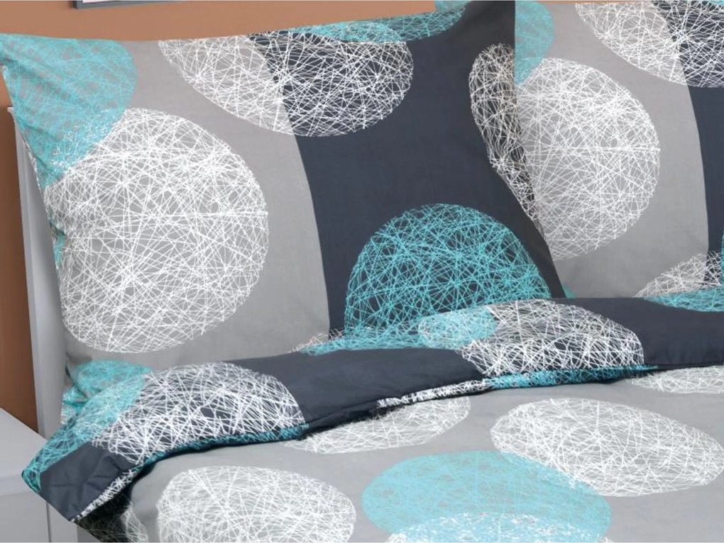 Bavlněné povlečení na dvoudeku Modrá,Šedá 90/564 - 180x220 cm, 2ks 70x90 cm