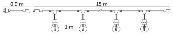 LED Venkovní dekorační řetěz BAJA ST64 15xE27/1W/230V 15,9m IP44 teplá bílá