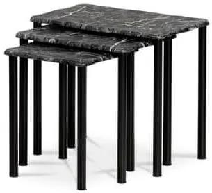 Autronic Konferenční stolky Přístavné a odkládací stolky, set 3 ks, deska černý mramor, kovové nohy, černý m (20658-04 BK)