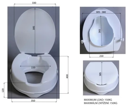 Ridder - Zvýšené záchodové prkénko bílá