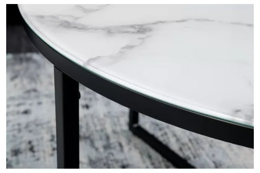Massive home | Konferenční stolek ELEGANCE BLACK X 80 CM bílý mramorový vzhled