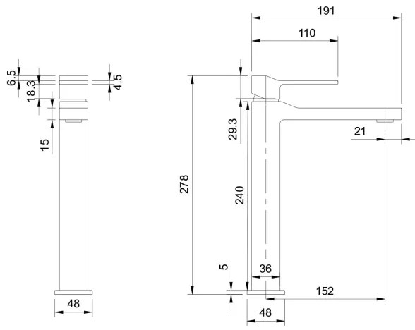 OMNIRES SL7712GR - Umyvadlová baterie SLIDE 27,8 cm kartáčovaný grafit