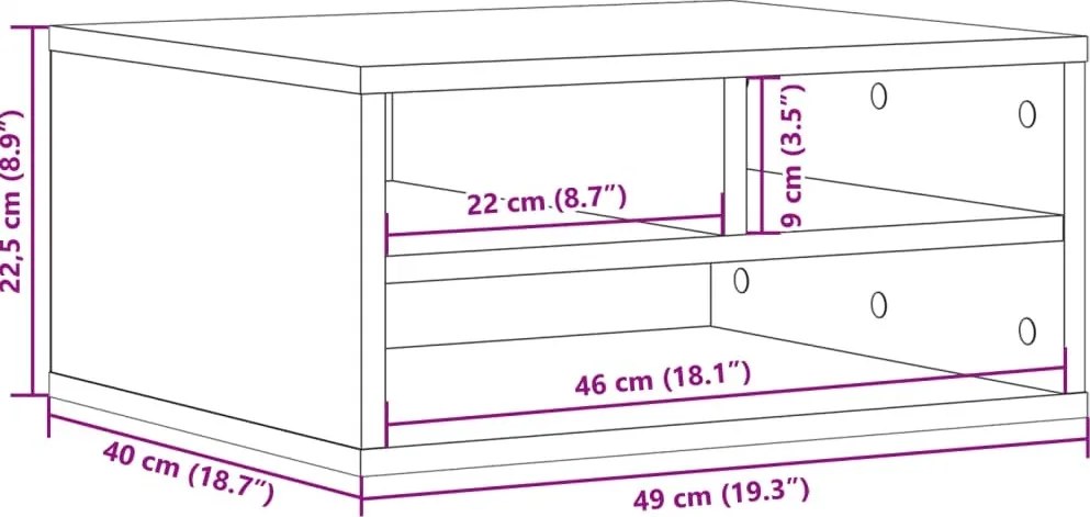vidaXL Stojan na tiskárnu 49 x 40 x 22,5 cm kompozitní dřevo [840595] Barva: šedá sonoma