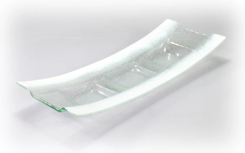 BDK-GLASS Skleněný svícen BOAT s bílým okrajem Rozměr: 12x23cm