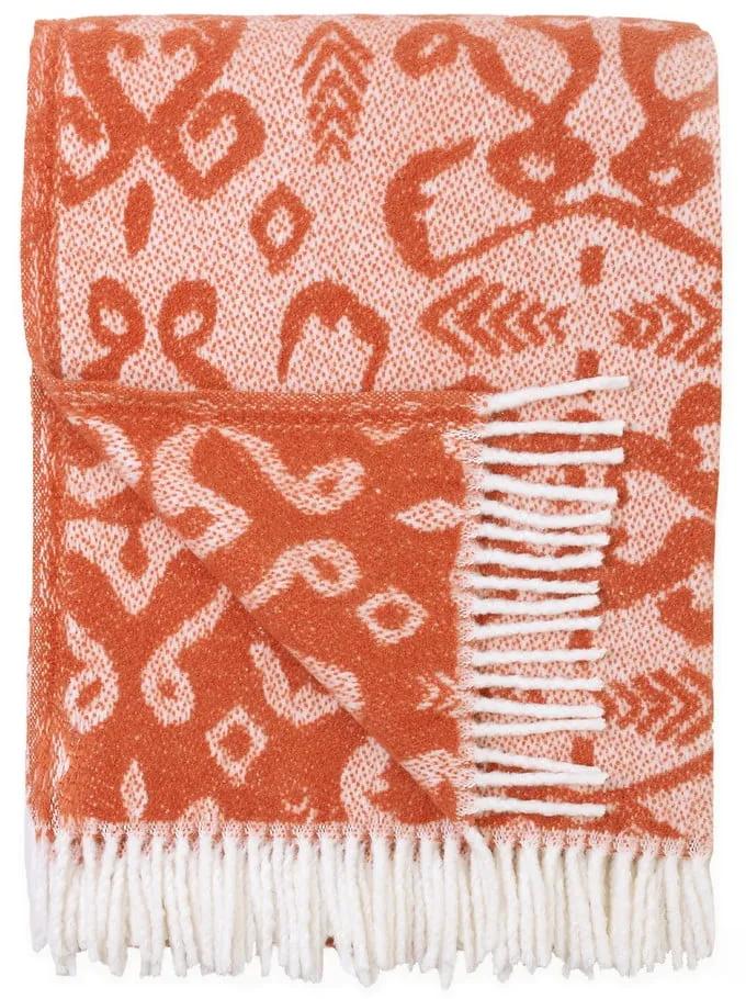 Oranžový pléd s podílem bavlny Euromant Mykonos, 140 x 180 cm