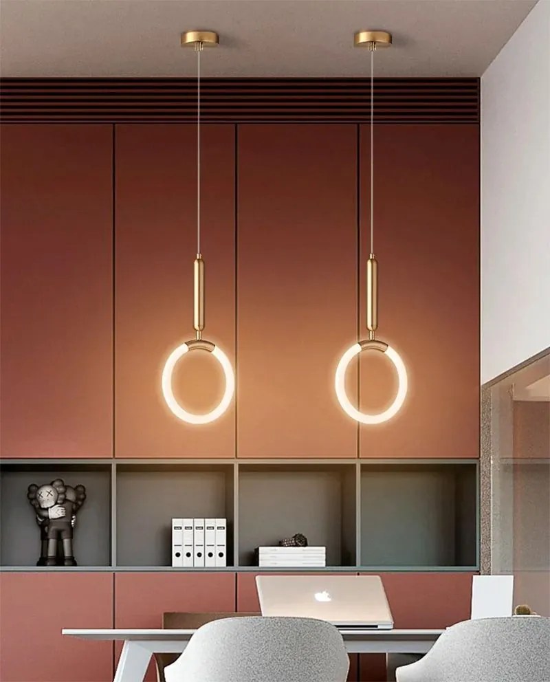 Toolight Toolight, LED závěsné svítidlo 20x40cm, 12W, 3000K, LHJ058-CP1, zlatá matná, OSW-50028