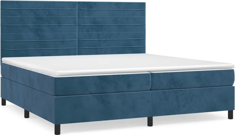 Box spring postel s matrací tmavě modrá 200x200 cm samet 3143107
