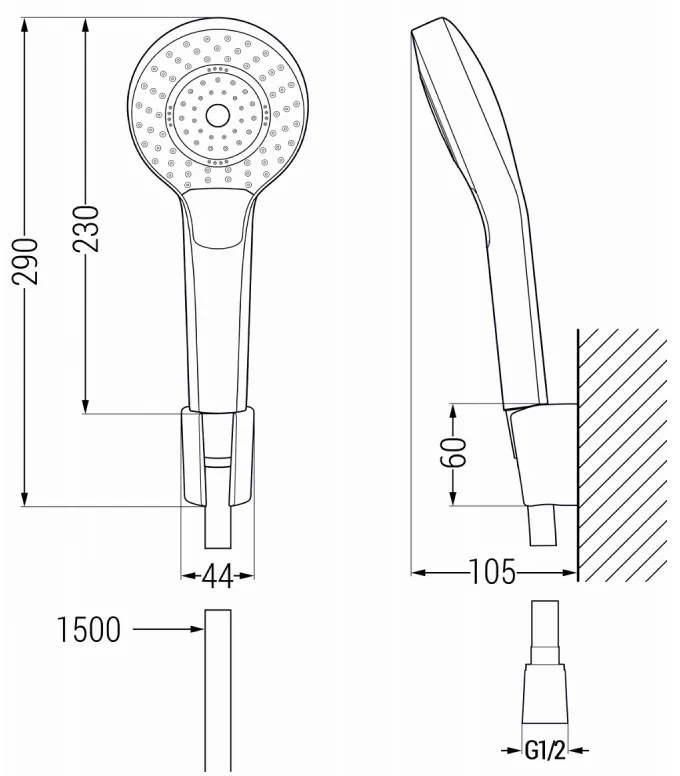 Mexen Royo R05 vanová baterie se sprchovou sadou, Bílá - 7223R05-20