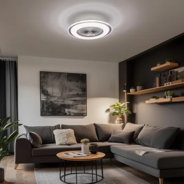 Brilagi - LED Stmívatelné svítidlo s ventilátorem RONDA LED/48W/230V černá + DO