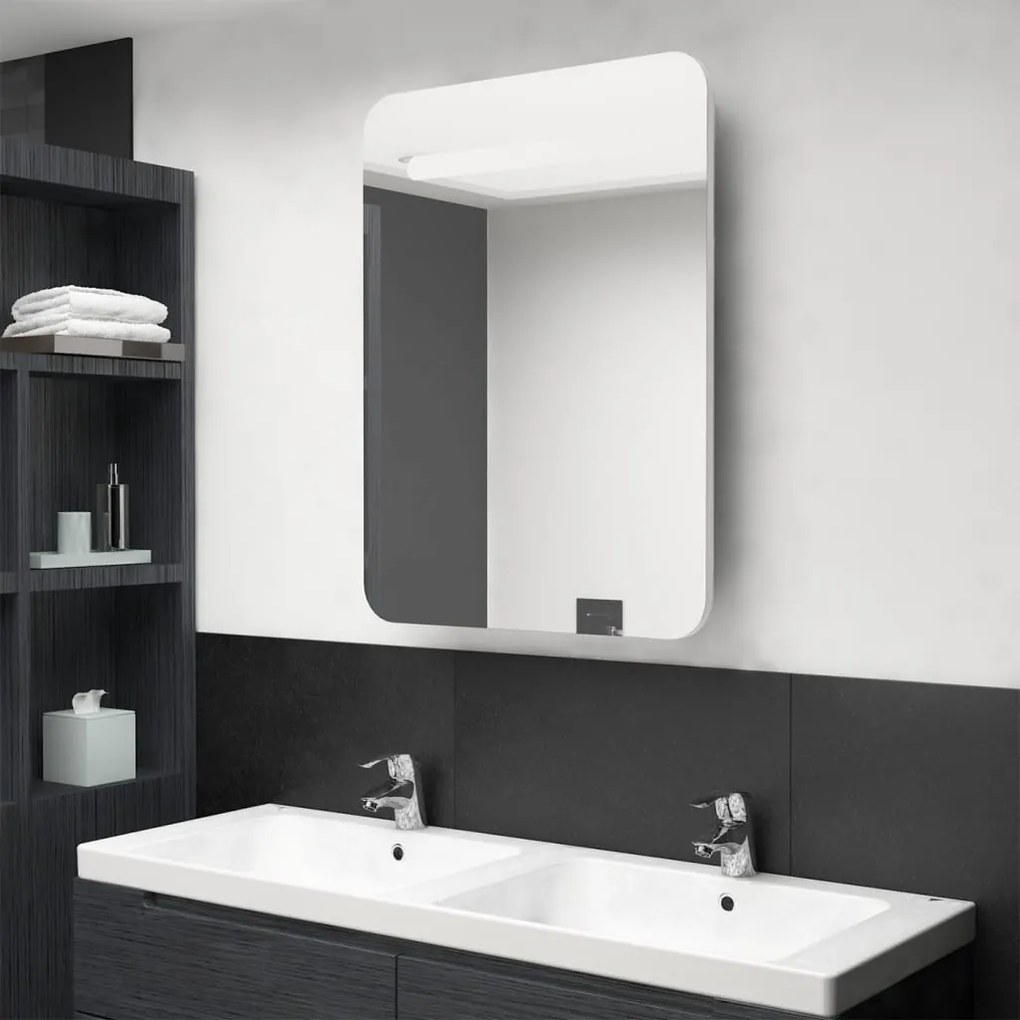 326509 vidaXL LED koupelnová zrcadlová skříňka zářivě bílá 60 x 11 x 80 cm