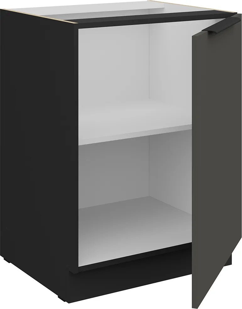 ARIA pe | dolní skříňka 60 D 1F policová | 60 cm | ANTI FINGERPRINT povrch | černá/šedá grafit