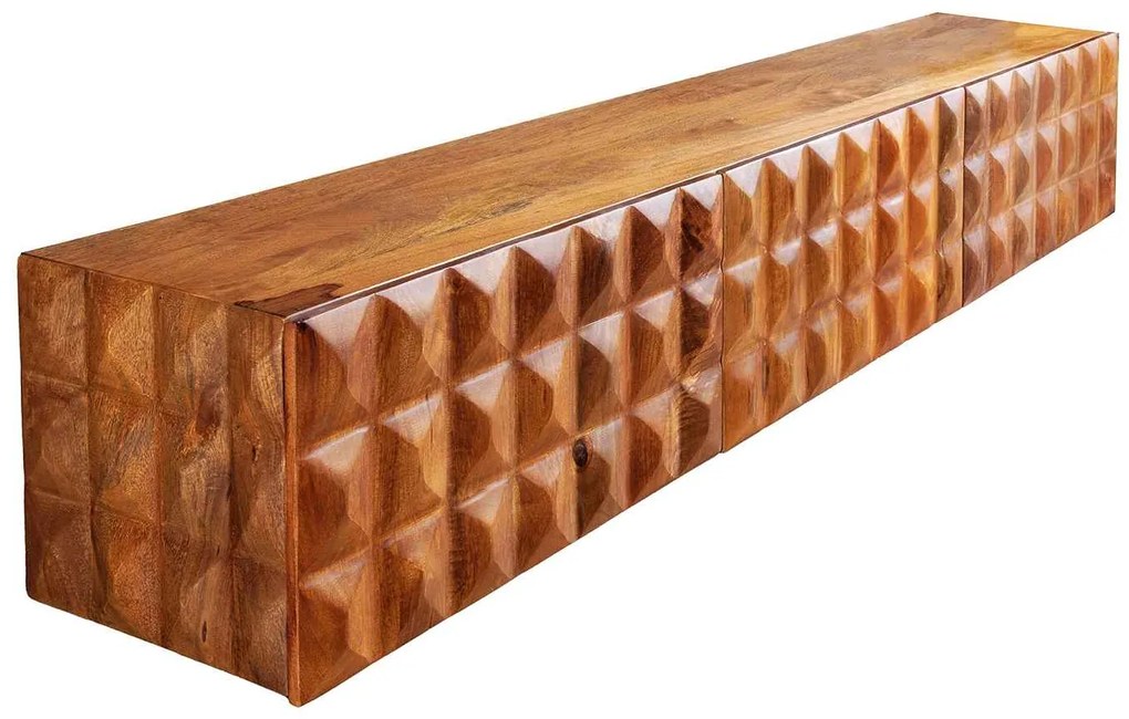 Designový závěsný TV stolek Ladarius 160 cm mango
