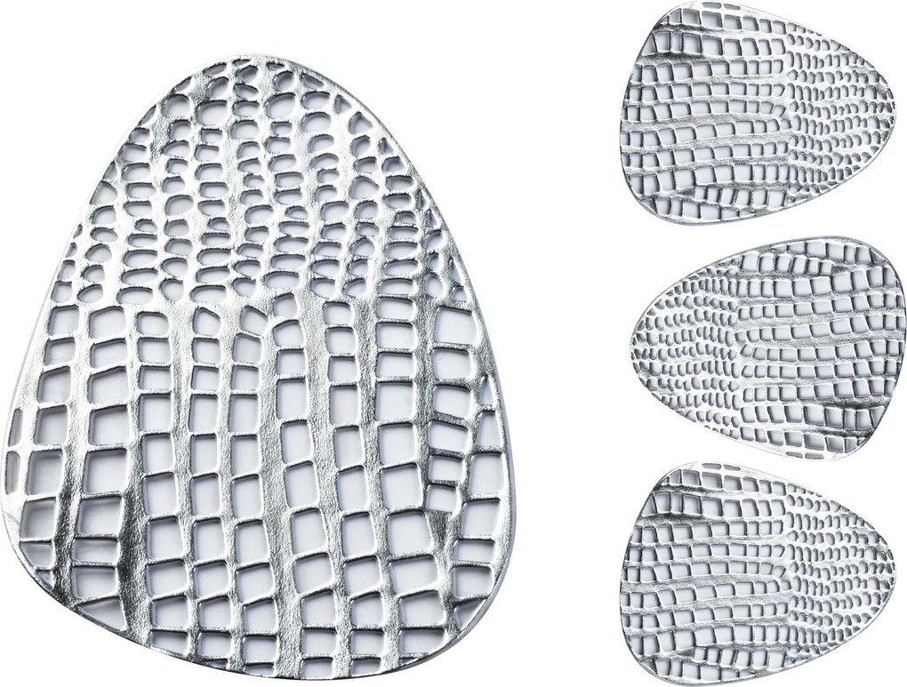 Sada podtácků pod hrnek 10 x 13 cm stříbrná