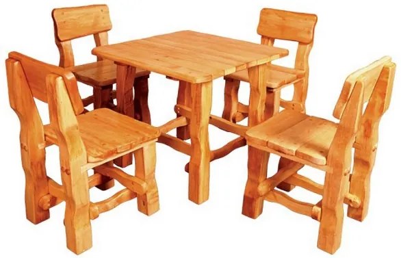 DREWMAX Zahradní stůl z masivního olšového dřeva 80 x 75 x 80 cm - RUSTIKAL