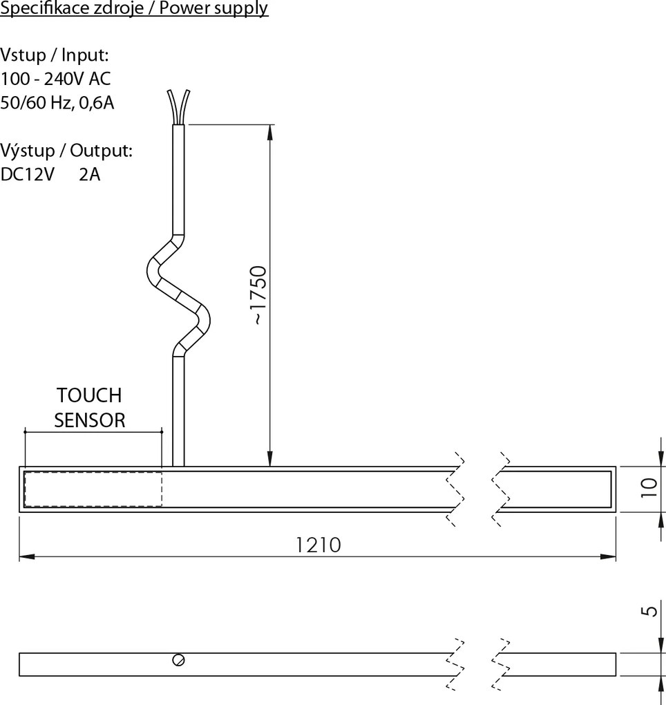 Sapho Sapho, LOREA LED pásek 121cm, 1,2W, studená bílá