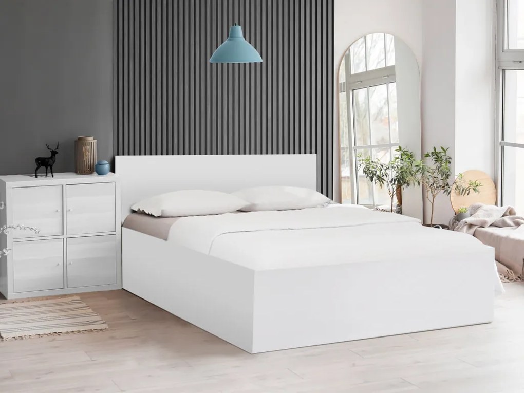 Postel SOFIA 90 x 200 cm, bílá Matrace: Matrace Coco Maxi 20 cm, Rošt: S lamelovým roštem