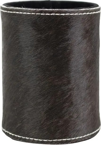 Kožený stojan na tužky z kravské kůže černá / bílá - Ø 9*10cm