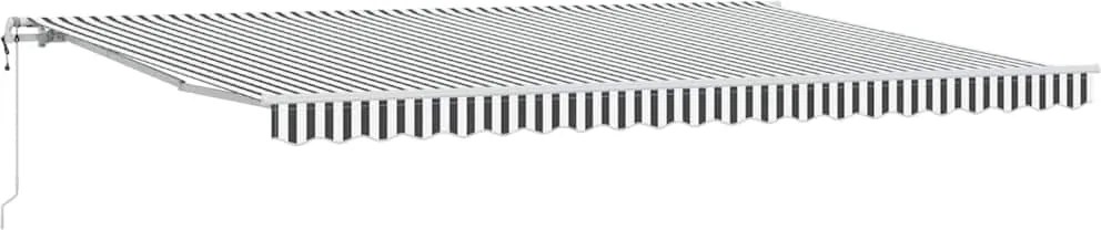 Automatická zatahovací markýza antracitová a bílá 500 x 300 cm 3310237