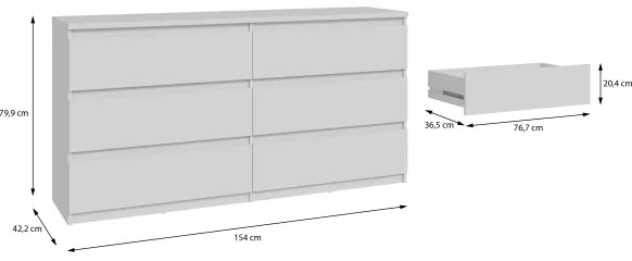 Komoda se zásuvkami MAO bílá