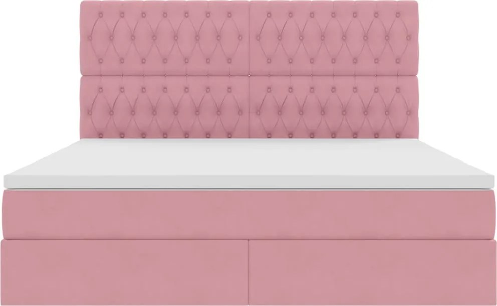 Postel s úložným prostorem a matrací Růžová 180 x 200 cm samet 3372110