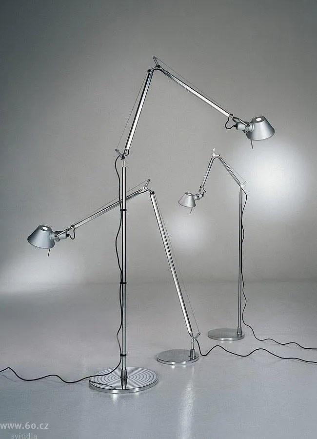 Artemide A001000 + A012820 Tolomeo Floor halo, stojací lampa pro čtení s vypínačem, 1x77W E27, hliník, výška max 226cm