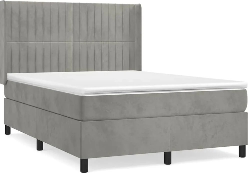 Box spring postel s matrací světle šedá 140x200 cm samet 3132801