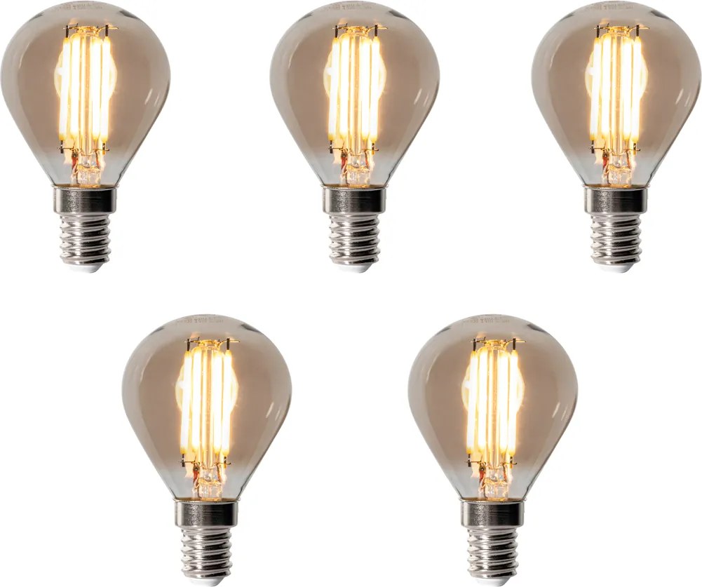 Sada 5 stmívatelných LED žárovek E14 P45 kouřových 5W 470LM 2200K