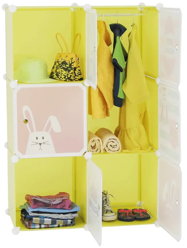 Dětská modulární skříňka TEKIN kov a plast, barva zelená a dětský vzor