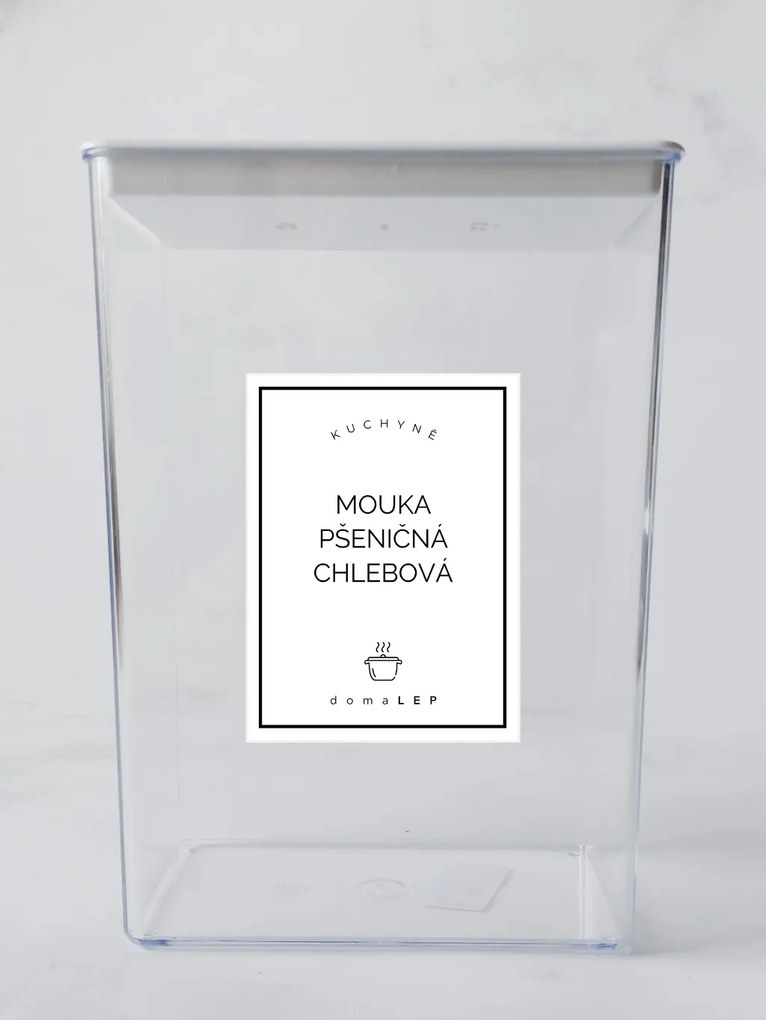 MOUKA PŠENIČNÁ CHLEBOVÁ - omyvatelná samolepka na dózu, výběr rozměrů Ø 5 cm / 5 x 5 cm / 6 x 8 cm | DomaLEP