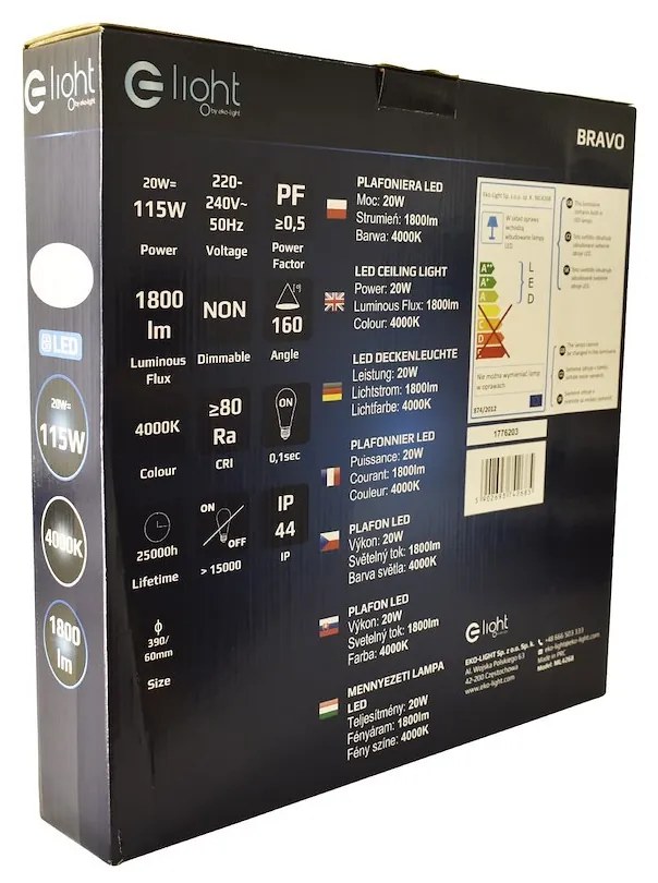 Stropní LED svítidlo Bravo, 1x LED 20w, 4000k, ch