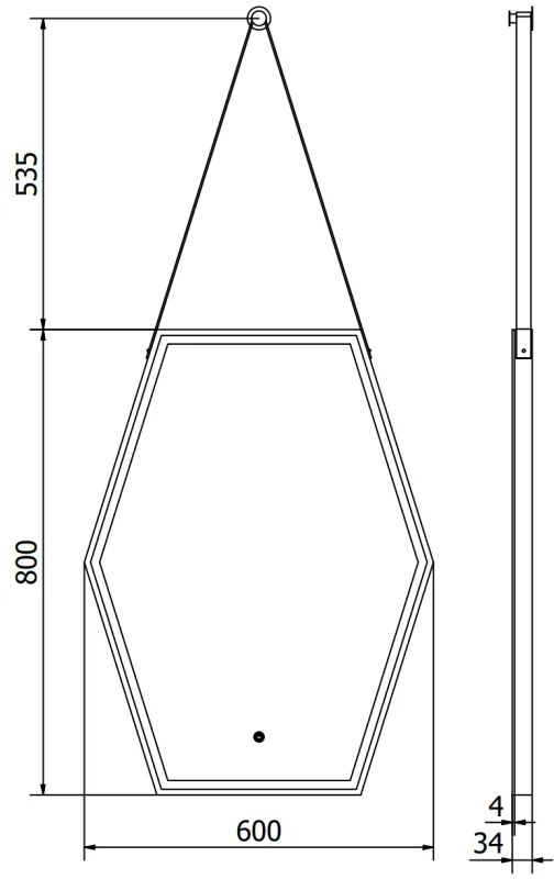 Mexen Orla, LED koupelnové zrcadlo s podsvícením a černým rámem 60x80 cm, 6000K, ochrana proti zamlžování, 9815-060-080-611-70