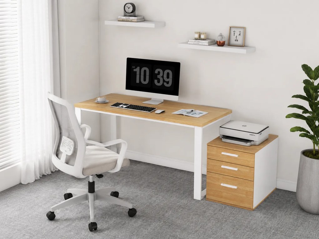 Kancelářský stůl Houseland Nuvia Home 05 140 cm dub/bílý