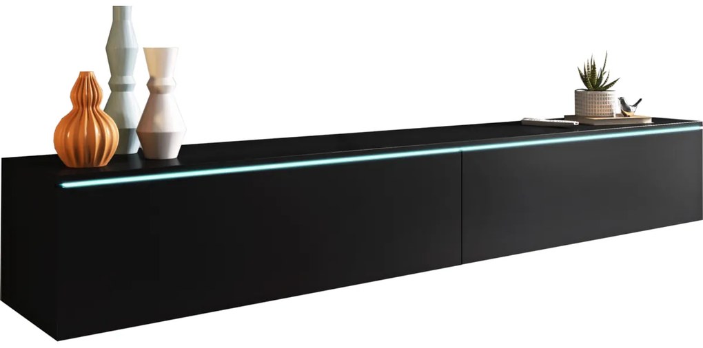 Expedo TV stolek MENDES D 180, 180x30x32, černý grafit + LED