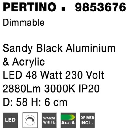 Stropní svítidlo LED se stmíváním Pertino 58 3000K černé