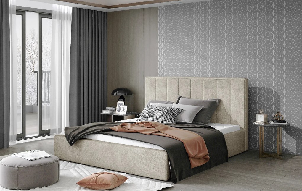 Eltap Čalouněná postel Audrey dřevěný rám Materiál a barva potahu: Soft 11 - černá, Rozměry (cm): 200x200