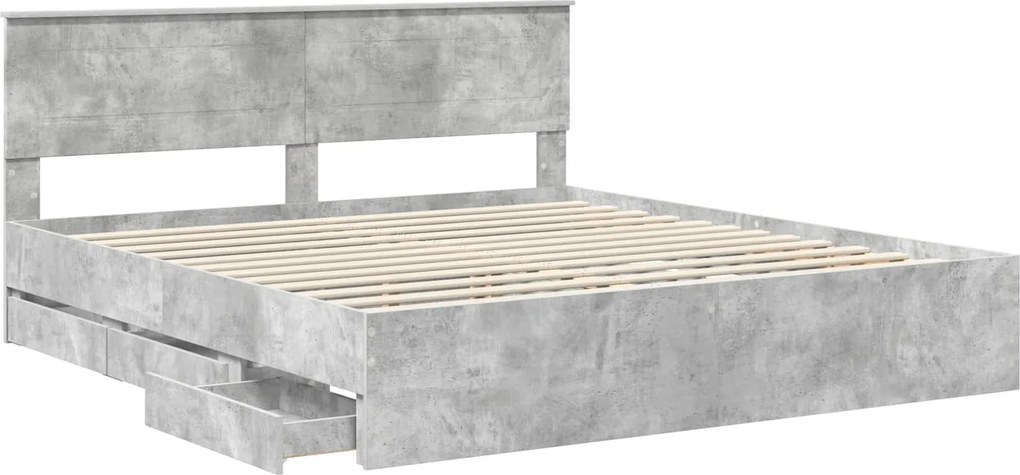 Rám postele s čelo Betonově šedá 180 x 200 cm Inženýrské dřevo 3407959